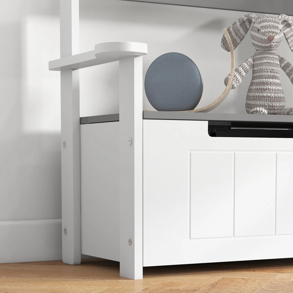 Dětský box na hračky AIYAPLAY 2v1 - úložná lavička se zádovým opěradlem a opěrkami na ruce - plynový píst 68,5L x 34Š x 58V cm Šedá | Aosom