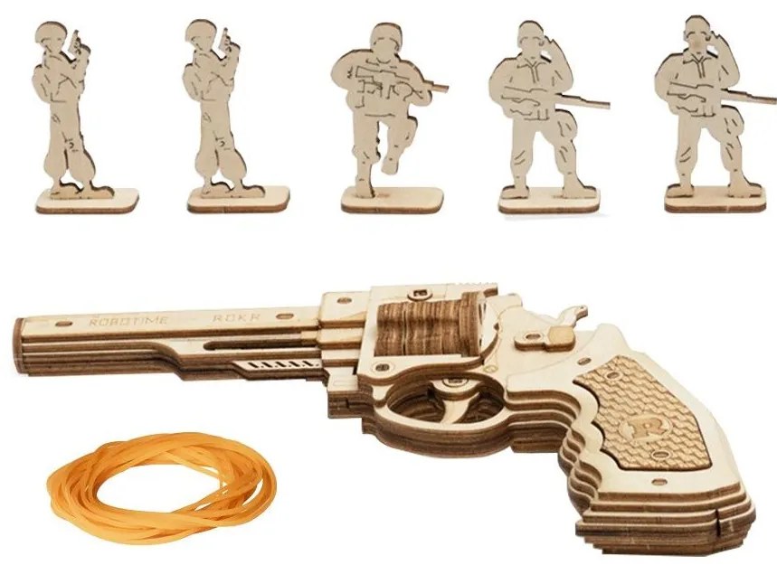 RoboTime 3D dřevěné mechanické puzzle Revolver Corsac