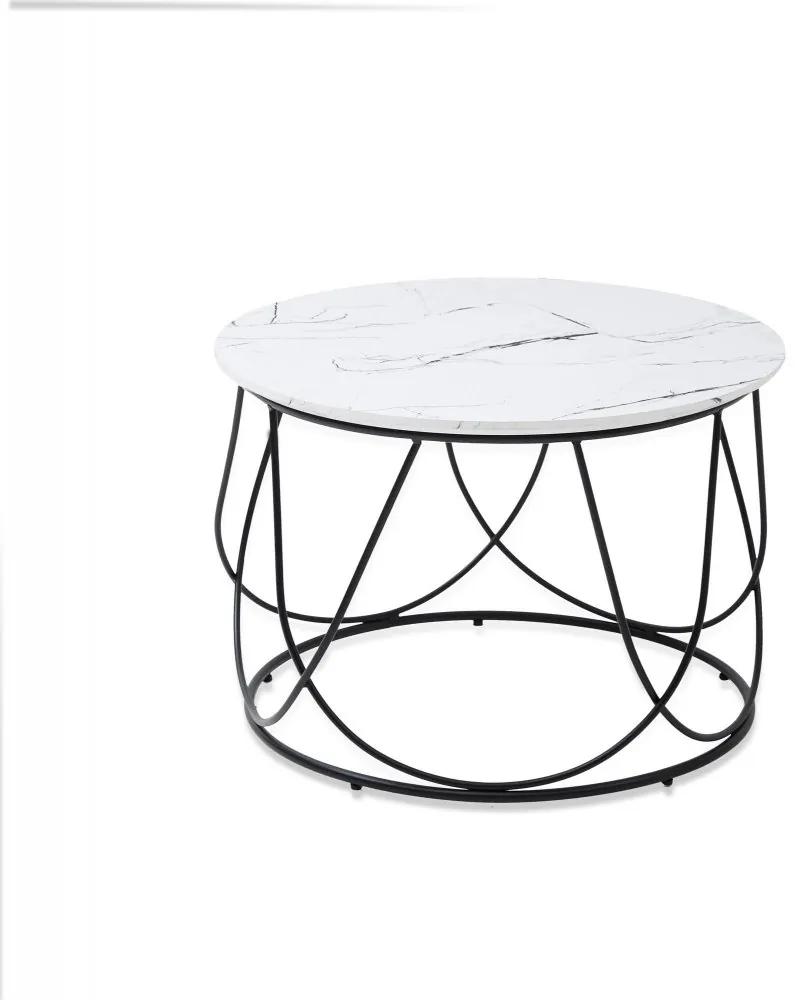 Konferenční stolek- NUBIRA - Černý/ Bílý mramor