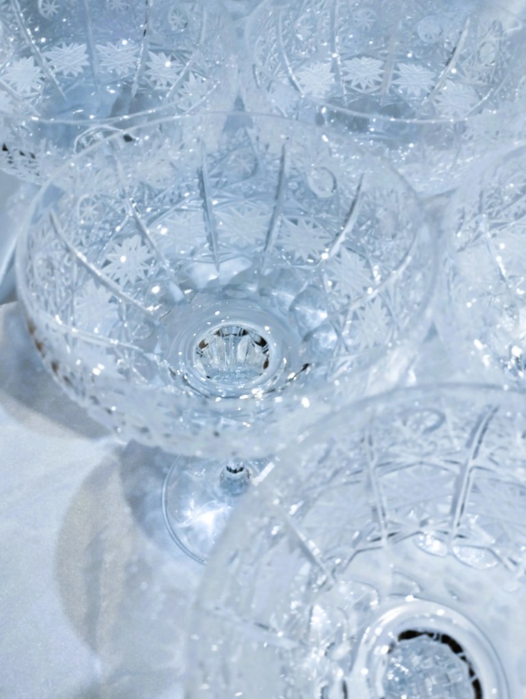 Broušené otevřené sklenice na šampaňské, PK 500, 340 ml, 6 ks