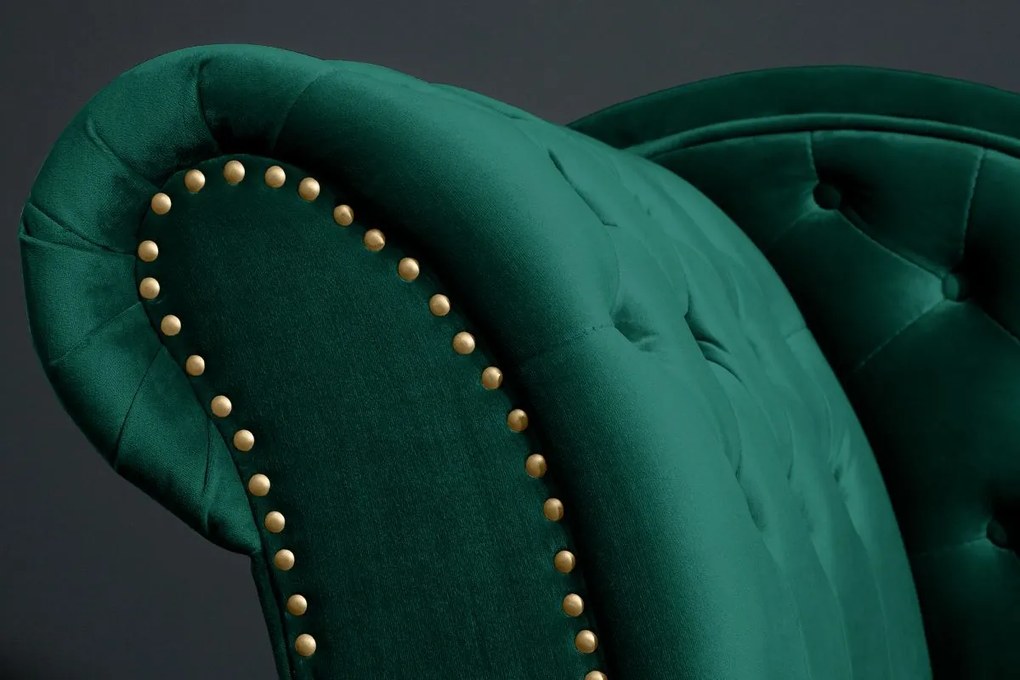 Designová lenoška Chesterfield zelený samet