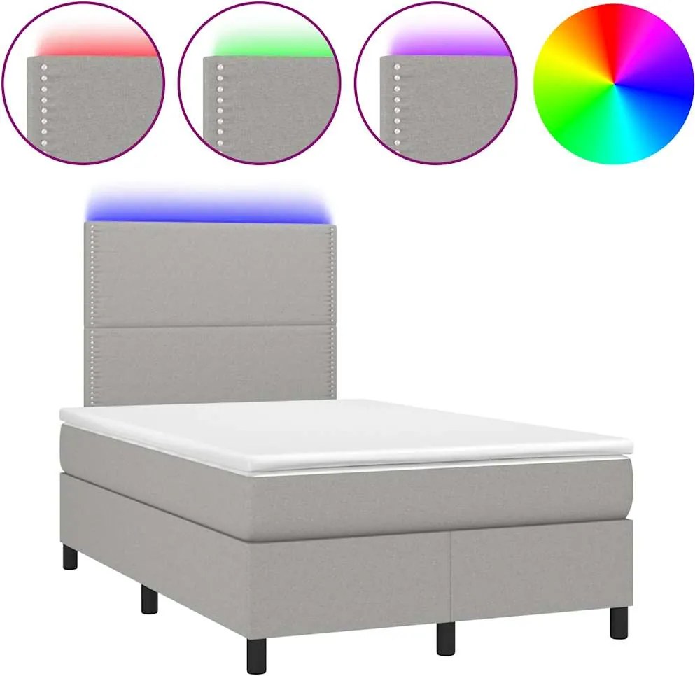 Box spring postel s matrací a LED světle šedá 120x190 cm textil 3270190