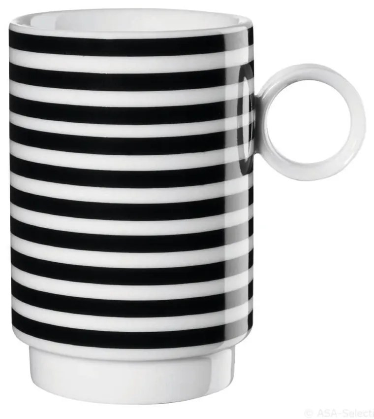 Asa Selection Hrnek na kávu MEMPHIS porcelán černá/bílá 2 ks 0,25l