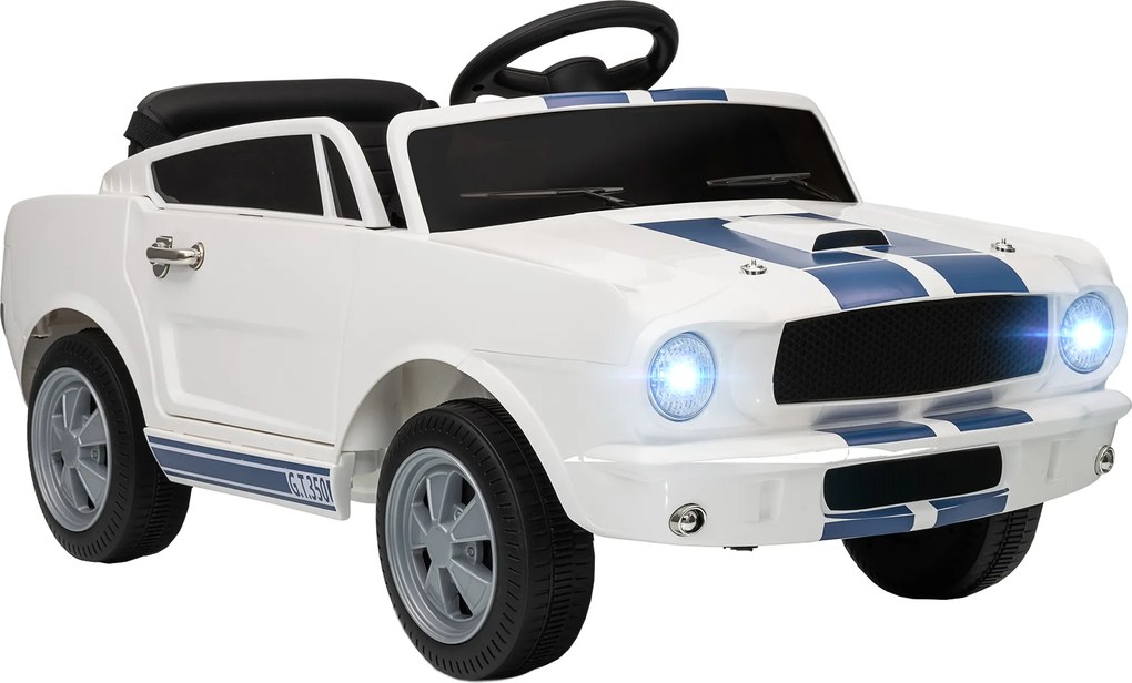AIYAPLAY dětské elektrické auto 12V, dětské auto s 2,4 GHz dálkovým ovládáním, 2 motory, klakson, LED, hudba, bílá