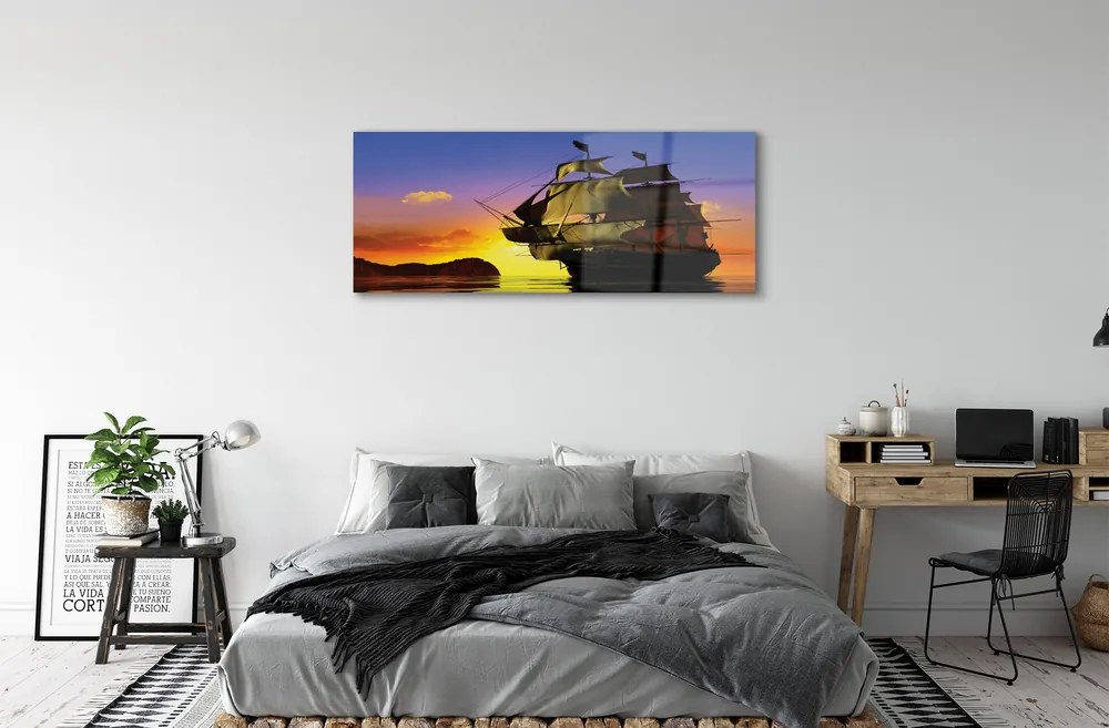 akrylový obraz Sky ship sea 120x60 cm