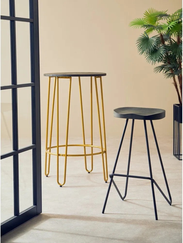 Černá/v přírodní barvě barová stolička z jilmového dřeva (výška sedáku 78 cm) District – Premier Housewares