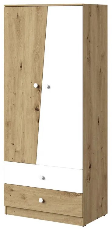 Dvoudveřová skříň Wurak 80 WK01, Barva: dub artisan / bílý