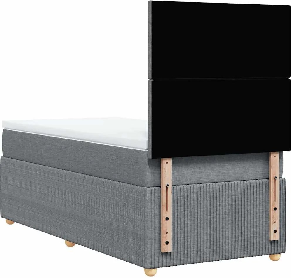 Box spring postel s matrací světle šedá 90x190 cm textil 3291904