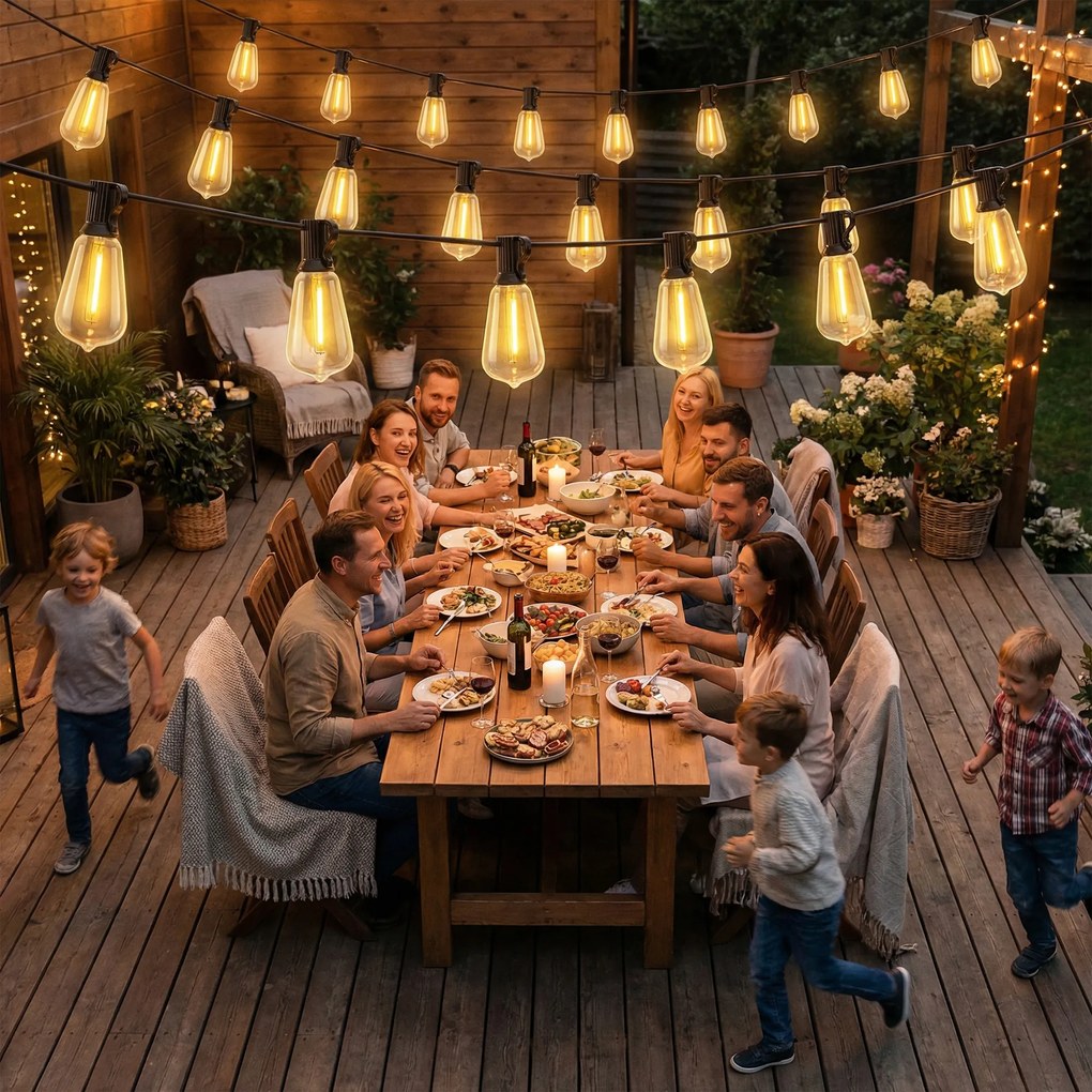 HOMCOM 50 LED světelných závěsů, 18 m připojitelných pohádkových světel, odolnost proti stříkající vodě IP44, vnitřní i venkovní dekorace