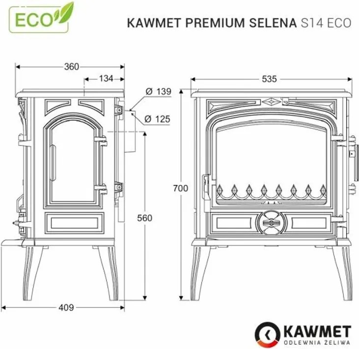 Krbová kamna KAWMET Premium SELENA S14 ECO