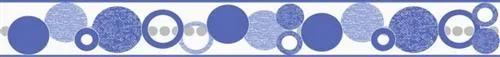 Samolepící bordura kruhy modré 5 m x 5,8 cm