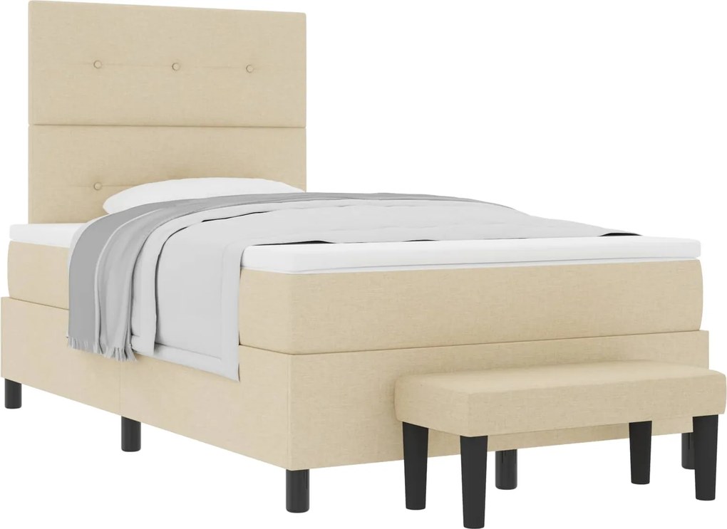Postel s boxspringem s čelo Krémová 120 x 190 cm textil 3344056