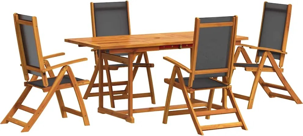 5dílný zahradní jídelní set masivní akáciové dřevo a textilen 3279268