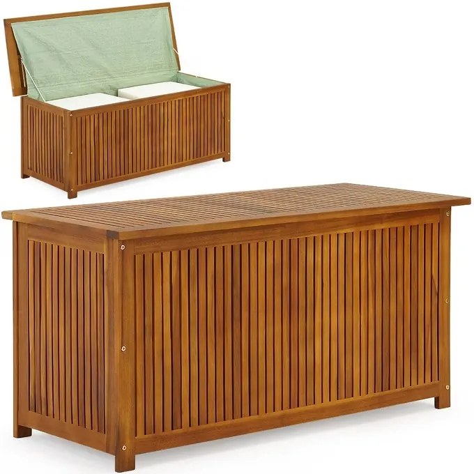 Zahradní úložný box s vnitřní plachtou, akátové dřevo, 115 x 50 x 59 cm 101835