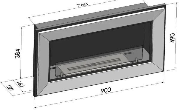 InFire - Vestavěný BIO krb 49x90 cm 3kW černá