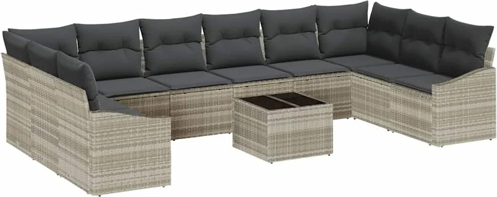 Set pohovek 11 ks Světle šedá polyratan 3346912