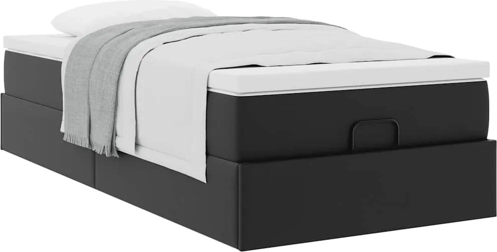 Osmanský rám postele s matrací černý 80x200cm umělá kůže 3311006
