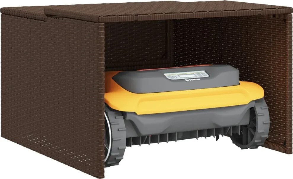 vidaXL Garáž pro robotickou sekačku 86x90x52/57 cm polyratan [365404] Barva: Hnědá