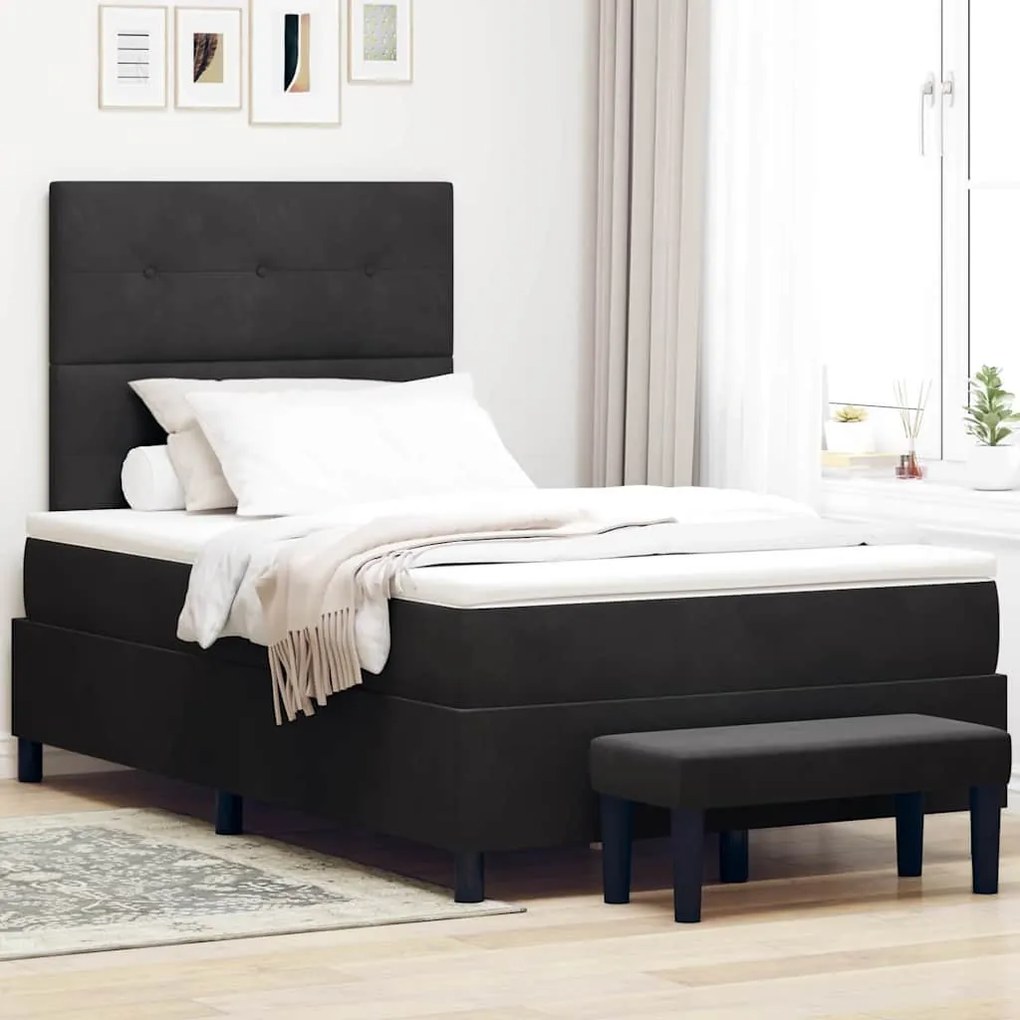 Postel s boxspringem s čelo Černá 190 x 120 cm samet 3344500