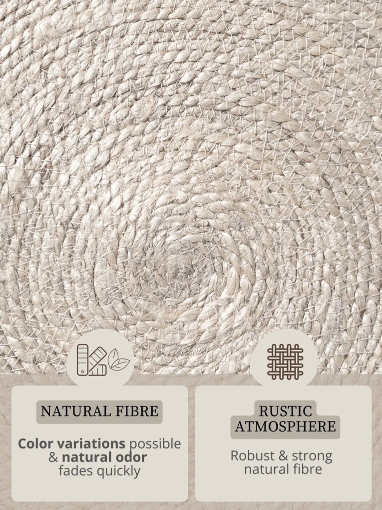 Hanse Home, Kusový koberec Jute Braided 106331 Natural Black kruh, 150x150 (průměr) kruh, černobílá, chodba / předsíň