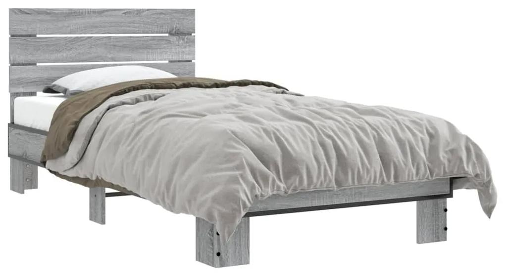 Rám postele šedý sonoma 75 x 190 cm kompozitní dřevo a kov,  845750