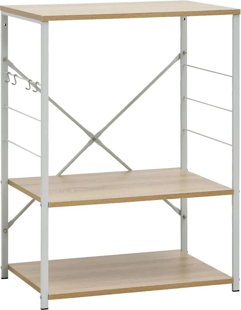 Skříňka na mikrovlnku bílá a dub 60 x 39,6 x 79,5 cm kompozit 288237