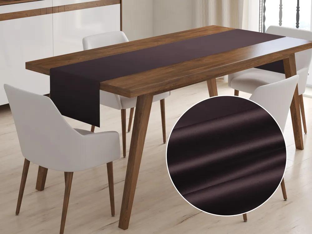 Biante Saténový běhoun na stůl polyesterový Satén LUX-019 Čokoládově hnědý 20x180 cm