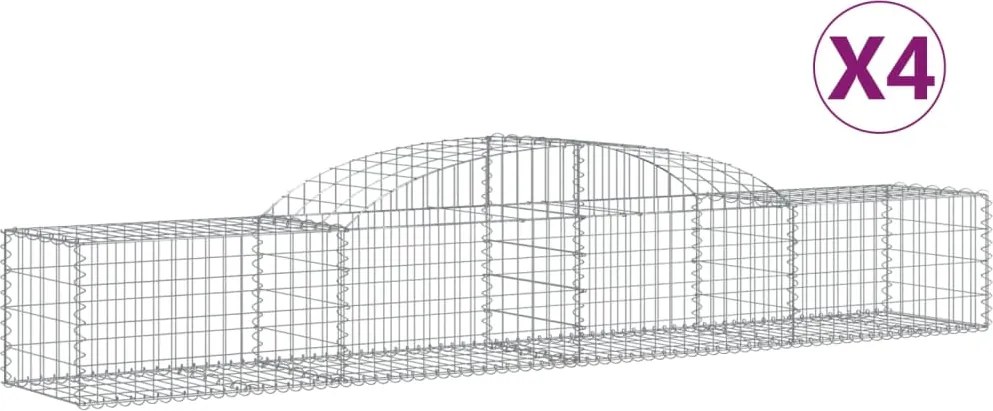 Klenuté gabionové koše 4 ks 300x50x40/60 cm pozinkované železo 3146649