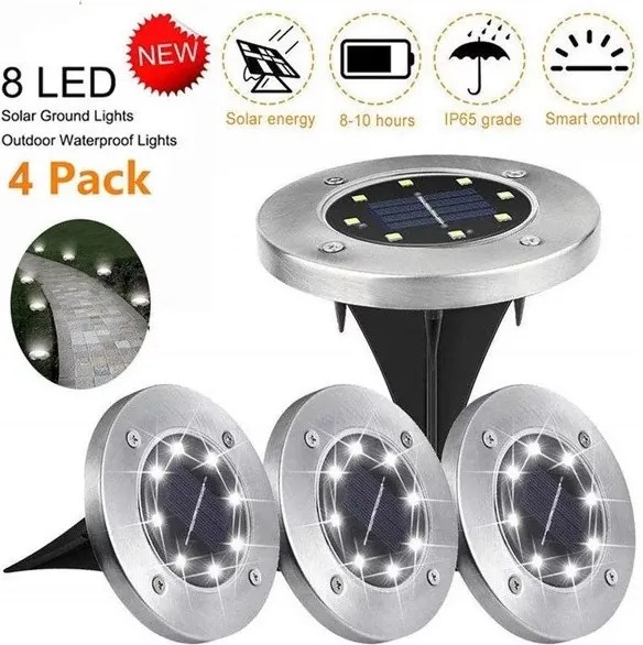 Zaparkorun Solární zahradní LED světla - 8 LED - studená bílá - 8 ks