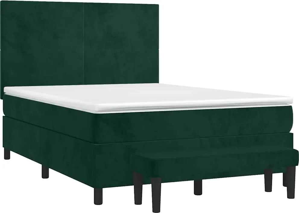 Box spring postel s matrací tmavě zelená 140x200 cm samet 3137728
