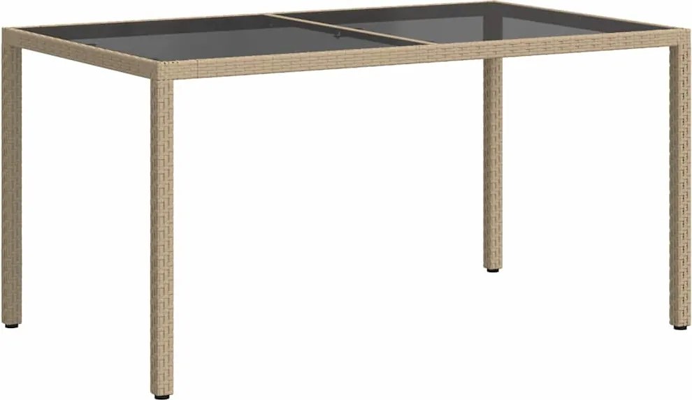 Zahradní stůl 150 x 90 x 75 cm tvrzené sklo a polyratan béžový 316710