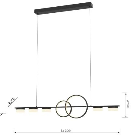 Wofi 7030-702 - LED Stmívatelný lustr na lanku MESSINA LED/57W/230V černá