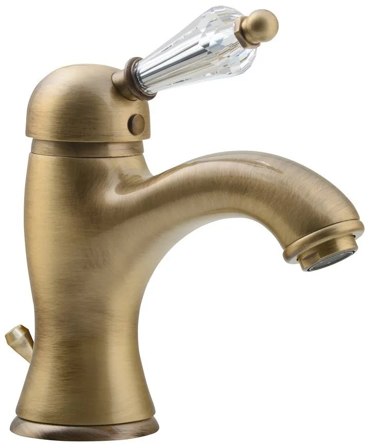 Sapho Sapho, KIRKÉ CRYSTAL stojánková umyvadlová baterie s výpustí, křišťálová páčka, bronz, KI02KB