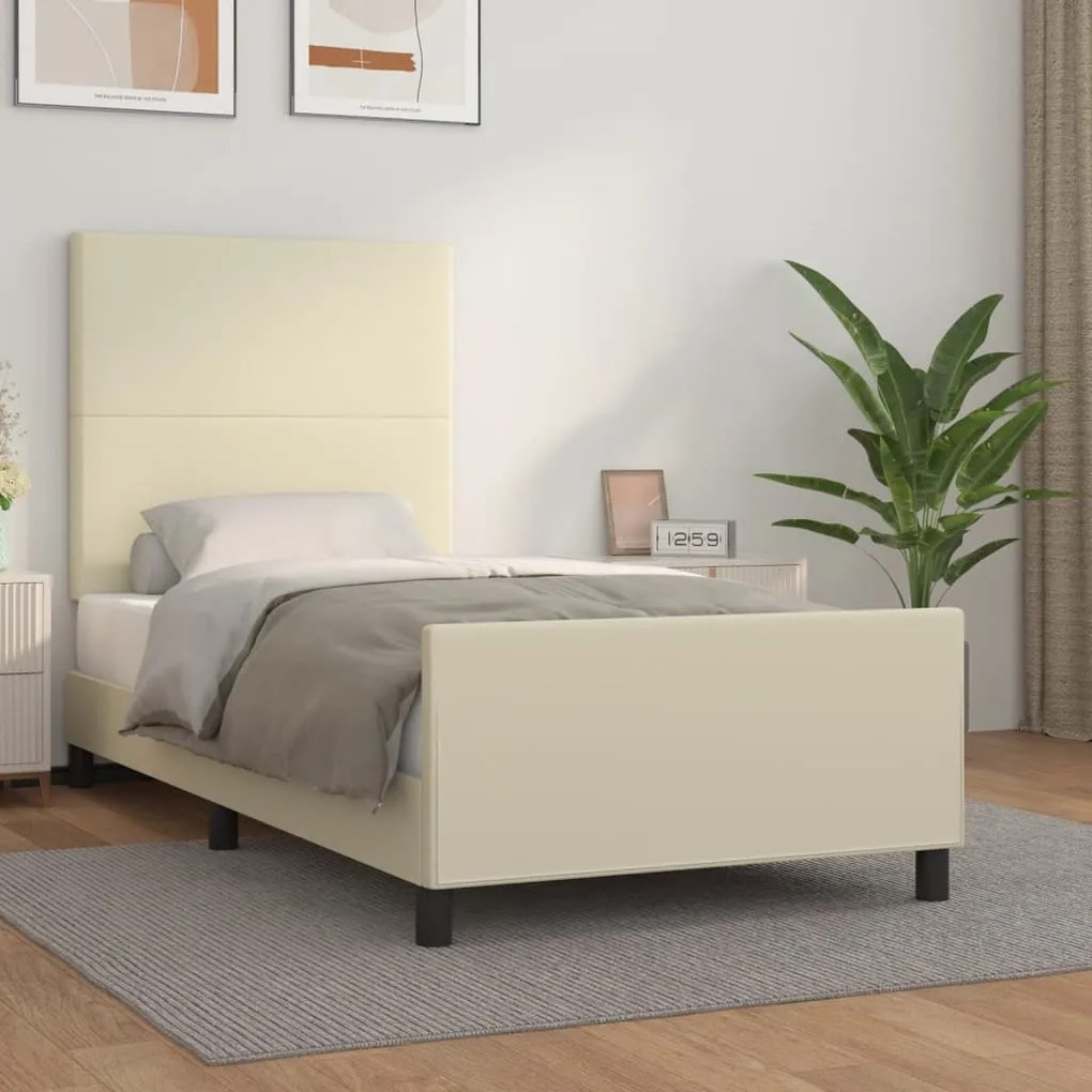 Rám postele s čelem krémový 80 x 200 cm umělá kůže 3125417