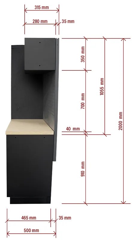 AKČNÍ SET Sestava 7 ks dílenského nábytku SET-CA01029 s dřevěnou pracovní deskou MB-TGW80