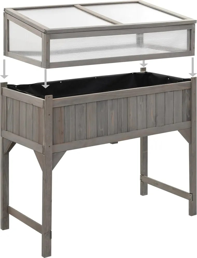 Vyvýšený záhon s pařeništěm 110 x 54 x 120 cm masivní jedle 316472