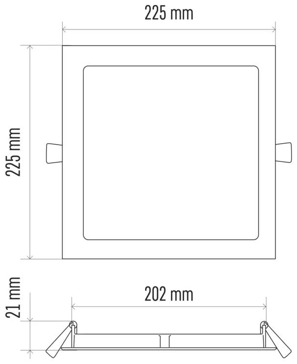 Emos LED zápustný panel ZD2141, čtverec, 18W, 220 mm, teplá bílá