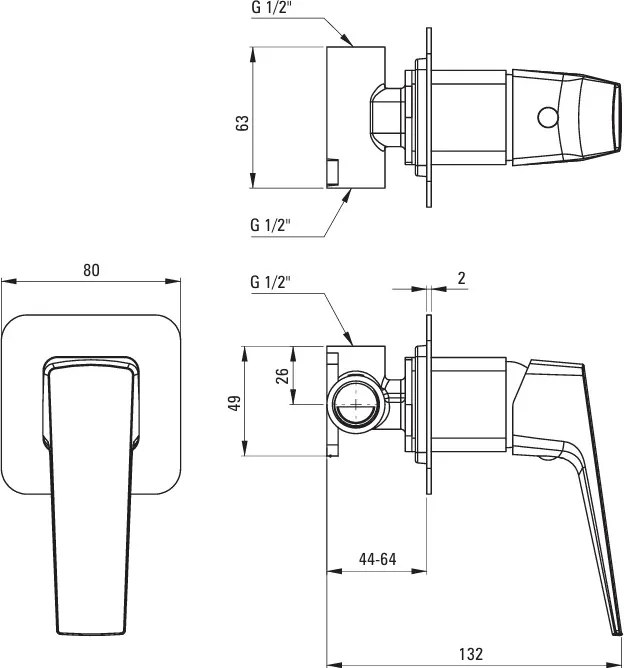 Deante Blur, sprchová podomítková baterie bez přepínače, bílá, DEA-BQL_A44L