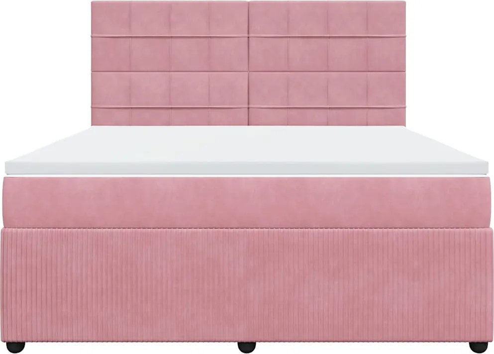 Box spring postel s matrací růžová 180x200 cm samet 3294711