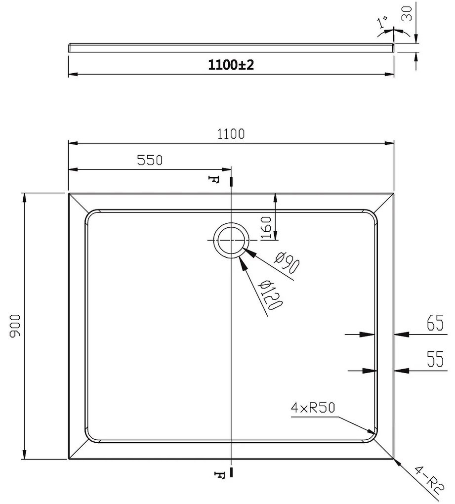 Olsen Spa Venets 110 x 90 x 3 cm VANKOBD9011 sprchová vanička