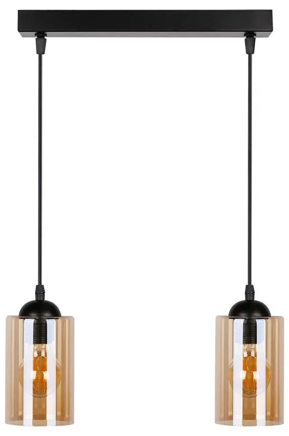 Černé závěsné svítidlo se skleněným stínidlem 10x34 cm Bistro – Candellux Lighting