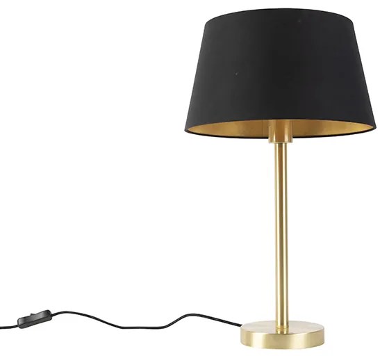 Klasická stolní lampa mosazná s černým stínítkem 32 cm - Simplo Biano.cz