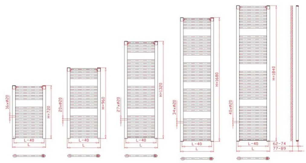 BPS-koupelny Koupelnový radiátor Eco EC 75185 / bílá RAL 9016 (184x75 cm)