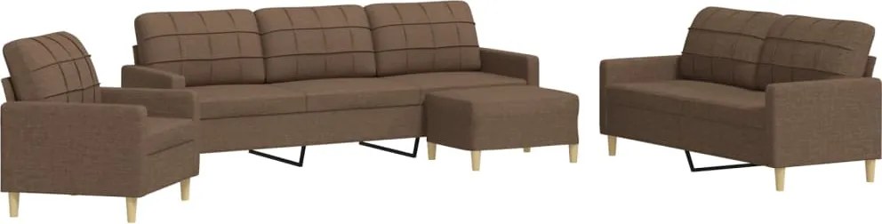 4dílná sedací souprava s podnožkou hnědá textil 3278298