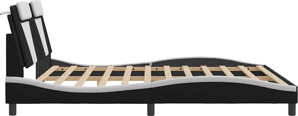 Rám postele Viana bez matrace černý a bílý 180 x 200 cm umělá kůže 3208115