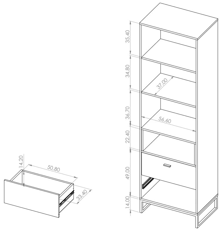 GiB Meble REGÁL/KNIHOVNA R60 / OL R60