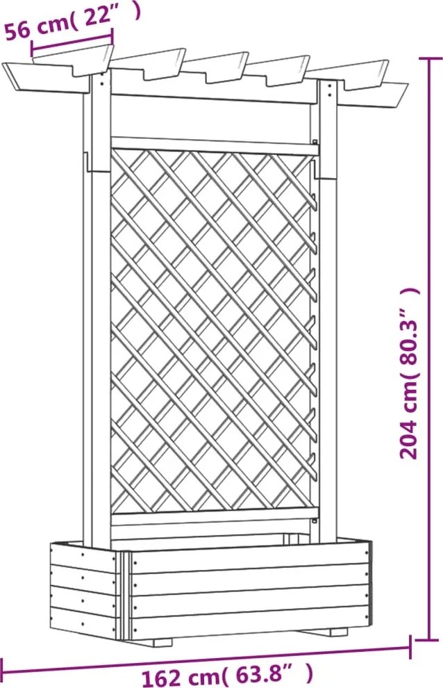 vidaXL Zahradní pergola s truhlíkem 162 x 56 x 204 cm dřevo [41702]