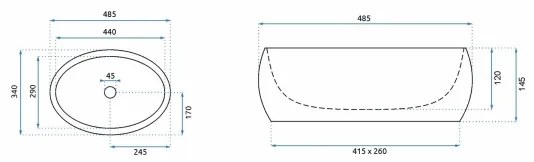 REA-U8567 - Umyvadlo na desku LINDA 34x48,5 cm keramika/dekor mramoru