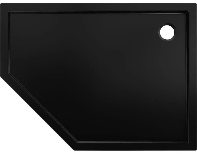 Mexen Flow, pětiúhelníková sprchová vanička slim 100 x 80 cm, pravá, černá matná, 46P708010R