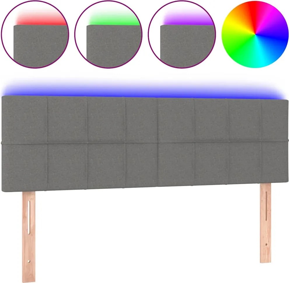 Čelo postele s LED tmavě šedé 144x5x78/88 cm textil 3121611